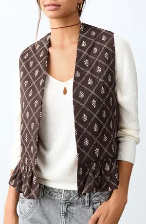 Mango Ruffle Hem Padded Vest