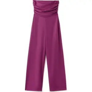 Mango Strapless Wide Leg Jumpsuit - Pink