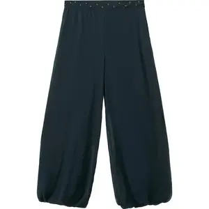 Mango Rhinestone Detail Balloon Pants - Navy