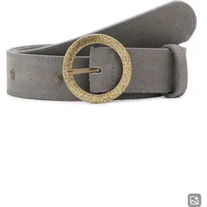 Mango Studded Leather Belt - Grey