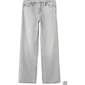 Mango Bandless Low-rise Straight Leg Jeans - Denim Grey