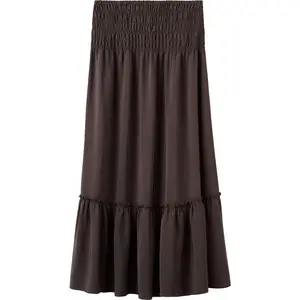 Mango Ruched Panel Skirt - Brown