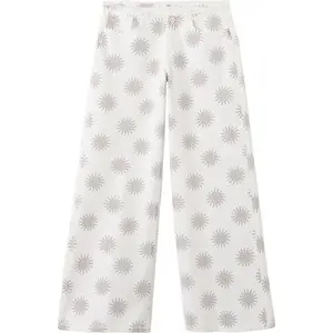 Mango Printed Low Rise Wide Leg Jeans - Ecru