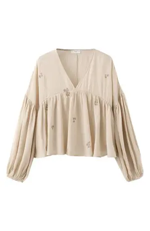 Mango Embroidered Peplum Blouse