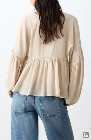 Mango Embroidered Peplum Blouse