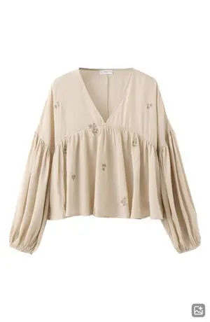 Mango Embroidered Peplum Blouse