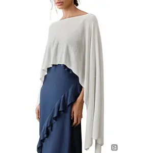 Mango Lurex Knit Cape - Silver