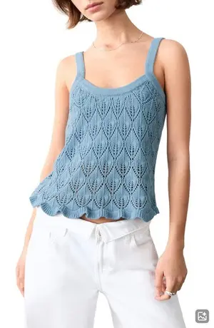Mango Open Stitch Tank - Blue