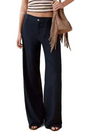 Mango Drawstring Straight-leg Pants - Navy