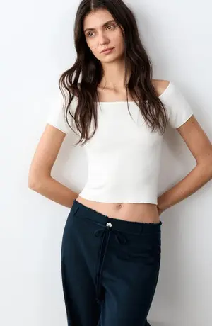 Mango Drawstring Straight-leg Pants - Navy