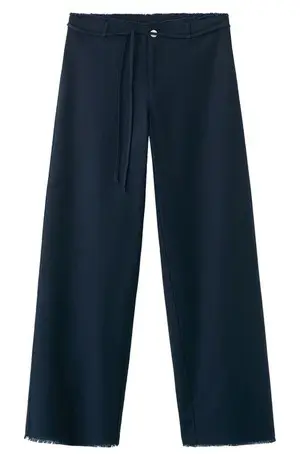 Mango Drawstring Straight-leg Pants - Navy