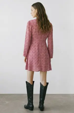 Mango Printed Long Sleeve Dress