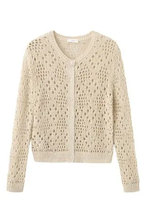 Mango Open Stitch Cardigan - Sand