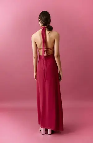 Mango Halter Gown With Open Back