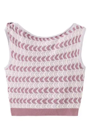 Mango Pointelle Stripe Crop Top