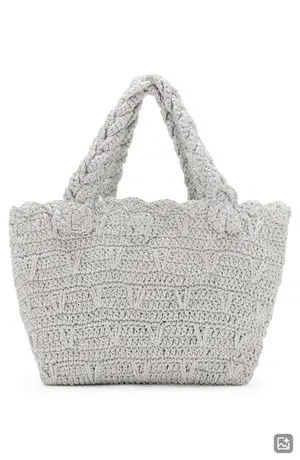 Mango Texture Metallic Mini Tote Bag - Silver