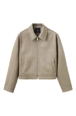 Mango Studded Faux Suede Jacket