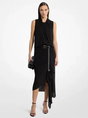 Michael Kors Wool Crepe Cascade Skirt - Black