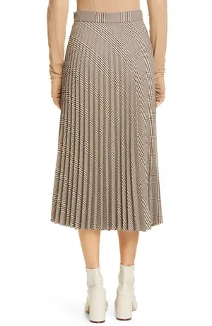 MAISON MARGIELA Plaid Pleated Midi Skirt