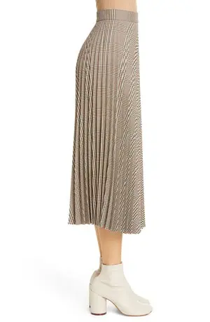 MAISON MARGIELA Plaid Pleated Midi Skirt