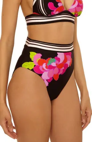 Trina Turk Bougainvillea Reversible High-waist Bikini Bottom