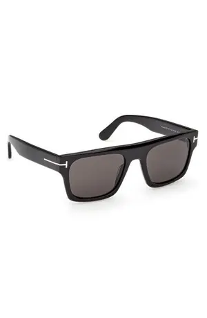 TOM FORD Cyrus 53mm Square Sunglasses - Shiny Black/smoke