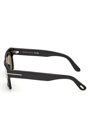TOM FORD Cyrus 53mm Square Sunglasses - Shiny Black/smoke