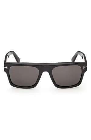 TOM FORD Cyrus 53mm Square Sunglasses - Shiny Black/smoke