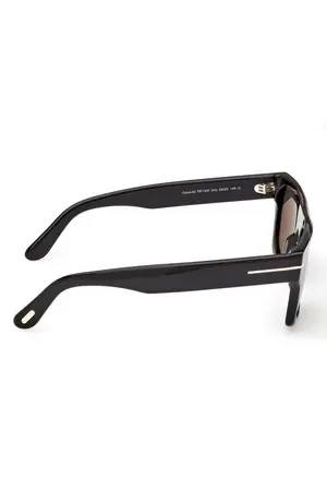 TOM FORD Cyrus 53mm Square Sunglasses - Shiny Black/smoke