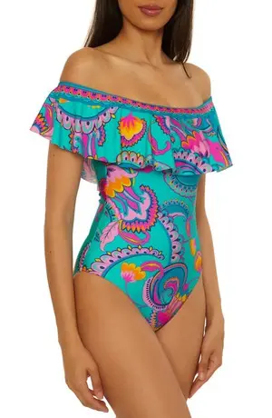 Trina Turk Mykonos Ruffle Off-the-shoulder One-piece Swimsuit