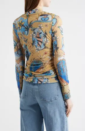 Farm Rio Mixed Print Tulle Top