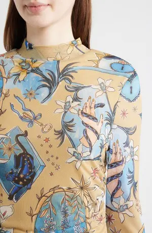 Farm Rio Mixed Print Tulle Top