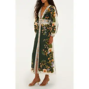 Deep V-Neck Flowing Maxi Dress