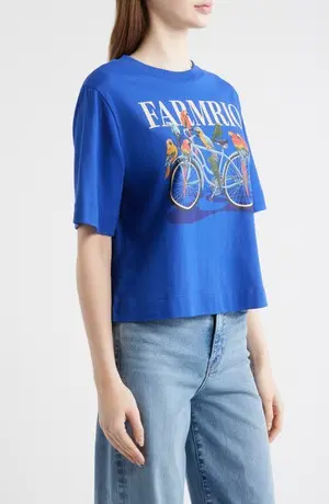 Farm Rio Bike Birds Graphic Boxy T-shirt