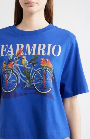 Farm Rio Bike Birds Graphic Boxy T-shirt