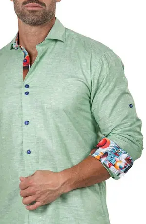 MACEOO Eins Marthy Contemporary Fit Button-up Shirt - Green