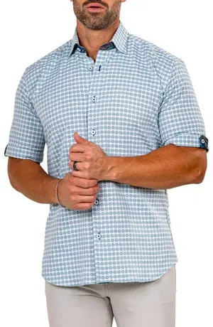 MACEOO Galileo Marthy Short Sleeve Cotton Button-up Shirt - Green