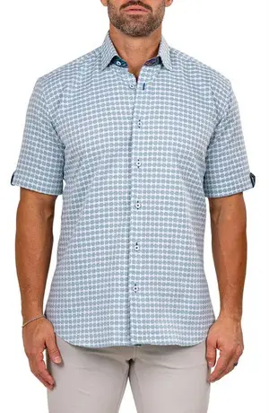 MACEOO Galileo Marthy Short Sleeve Cotton Button-up Shirt - Green