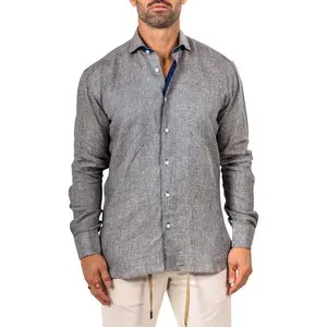 MACEOO Eins Marthy Contemporary Fit Linen Button-up Shirt - Grey