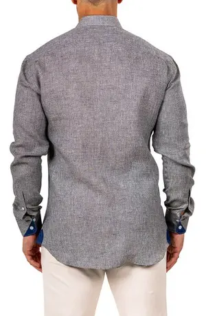 MACEOO Eins Marthy Contemporary Fit Linen Button-up Shirt - Grey