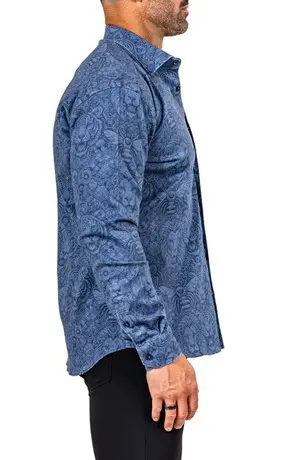 MACEOO Fibonacci Marthy Contemporary Fit Button-up Shirt - Blue
