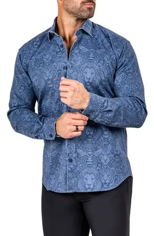 MACEOO Fibonacci Marthy Contemporary Fit Button-up Shirt - Blue
