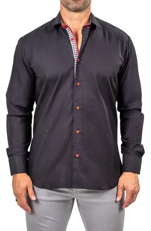 MACEOO Eins Marthy Contemporary Fit Cotton Button-up Shirt - Black