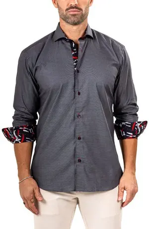 MACEOO Eins Marthy Contemporary Fit Cotton Button-up Shirt - Black