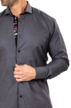 MACEOO Eins Marthy Contemporary Fit Cotton Button-up Shirt - Black