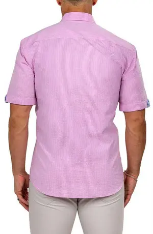 MACEOO Galileo Marthy Short Sleeve Cotton Button-up Shirt - Pink