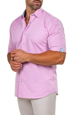 MACEOO Galileo Marthy Short Sleeve Cotton Button-up Shirt - Pink