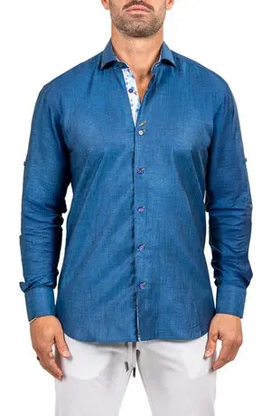 MACEOO Eins Marthy Contemporary Fit Button-up Shirt - Blue