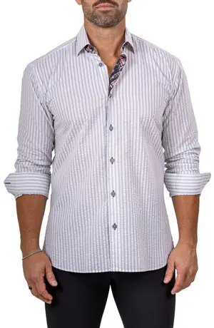 MACEOO Fibonacci Marthy Contemporary Fit Button-up Shirt - Grey