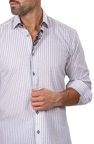 MACEOO Fibonacci Marthy Contemporary Fit Button-up Shirt - Grey